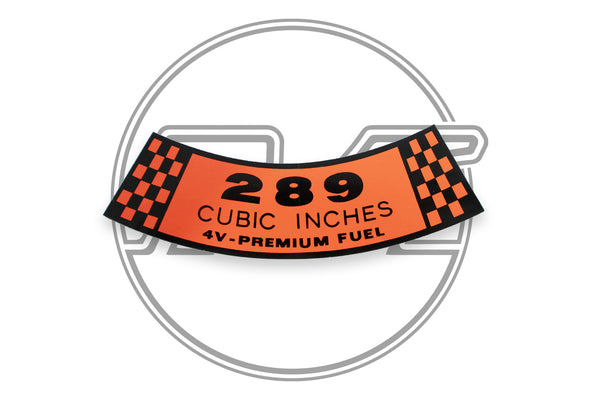 AIR CLEANER DECAL 289 4V | Mustang Auto Parts Australia