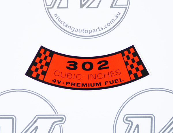 AIR CLEANER DECAL 302 4V | Mustang Auto Parts Australia